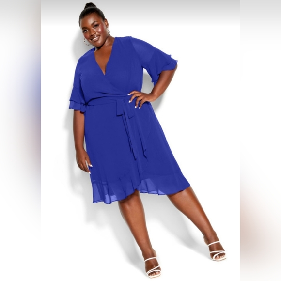 City Chic | Dresses | City Chic Flutter Frill Dress In Sapphire | Poshmark